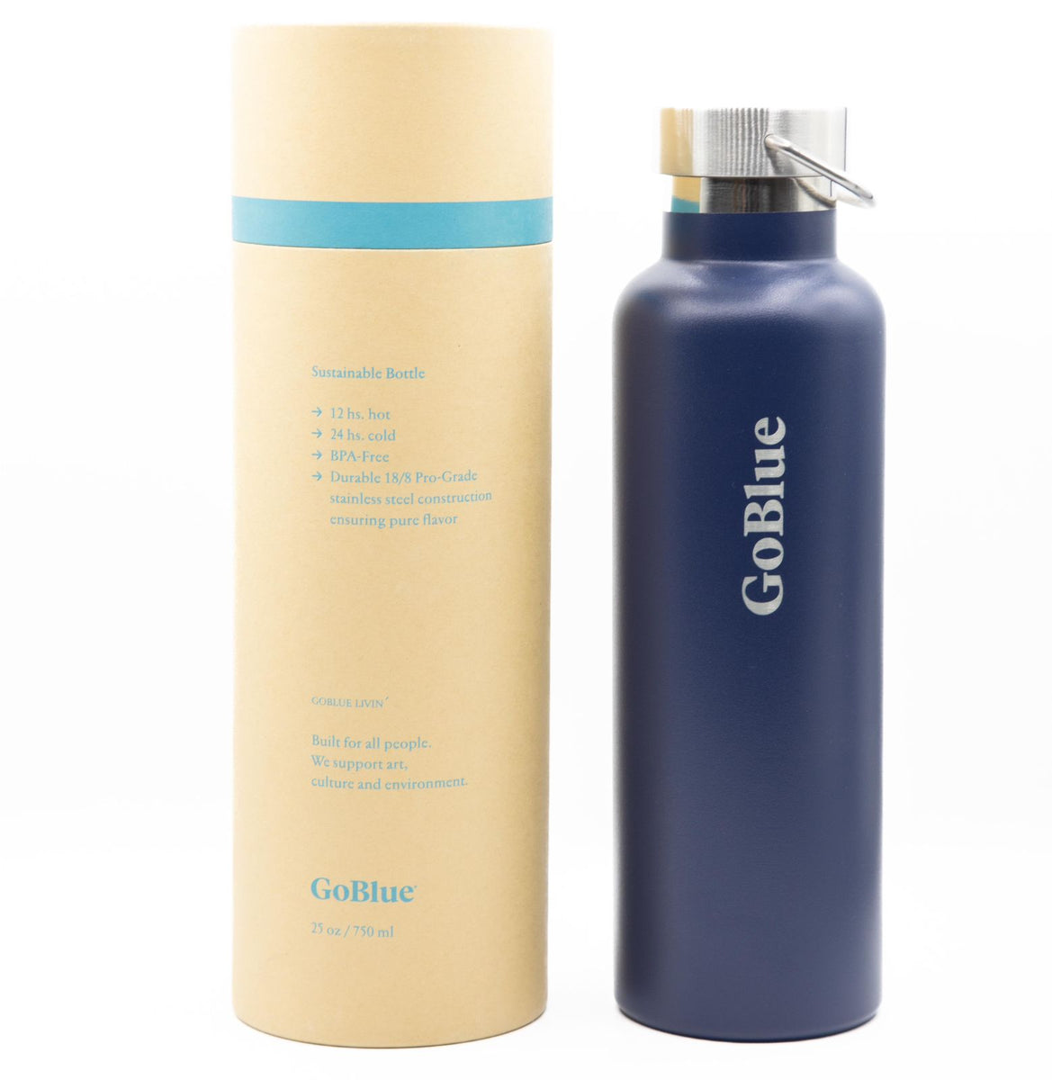 Botella Térmica GoBlue Azul 750Ml. Doble capa de acero inoxidable